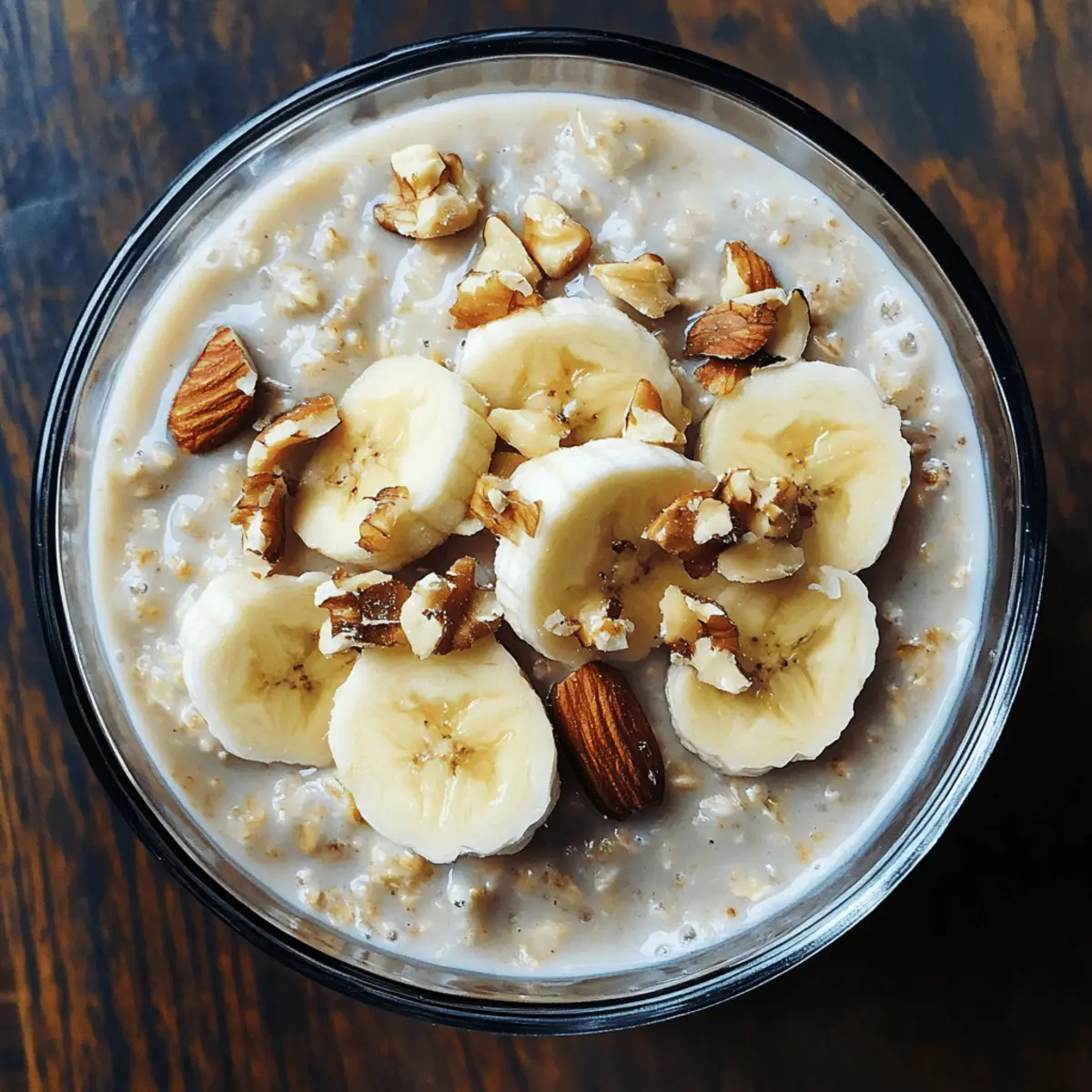 Easy Irresistible Creamy Banana Walnut Overnight Oats